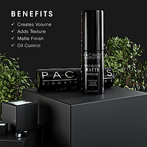 Pacinos Volumizing Matte Hair Powder - Adds Texture, Volume, Controls & Absorbs Excess Oil for Natural Finish, All Hair Types, 4.5 g.