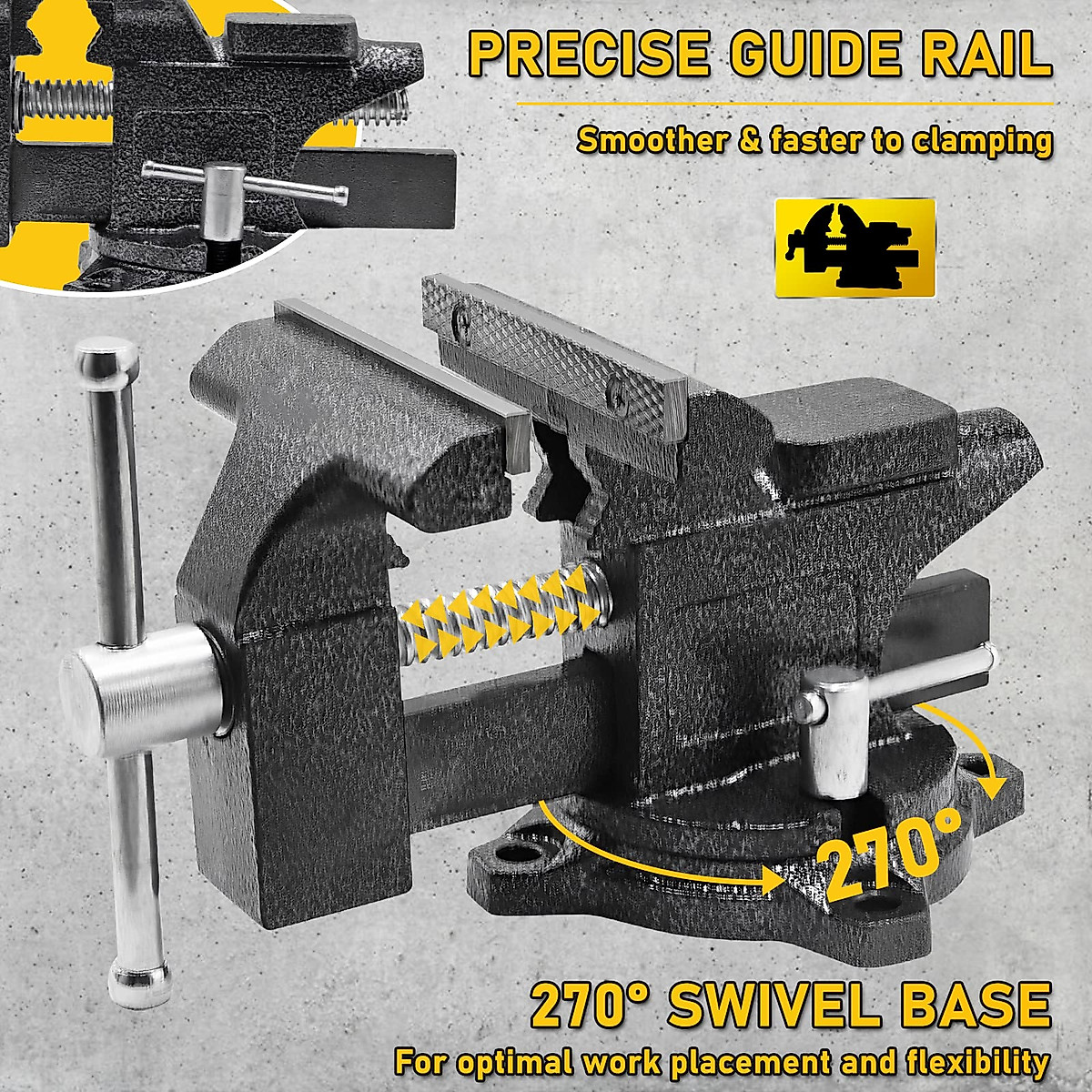 Bench Vise, 4-1/2" Heavy Duty Bench Vice, Vice for Workbench - Multi-jaw with Swivel Base - Table Vise with Anvil, Forged Steel Bench Pipe Home Vise for Woodworking,Home Workshop and DIY Jobs
