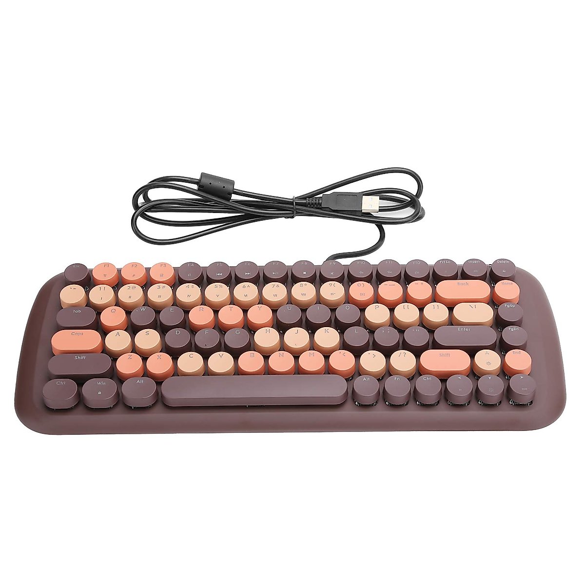 Jeankak Mechanical Wired Keyboard, Rounded Keycap Gaming Keyboard with Blue Switches, Plug and Play USB Computer Keyboards 84 Keys Retro Gaming Keyboard for Tablet/PC Gamer(01#)