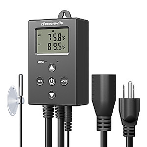 DEWENWILS Digital Temperature Controller Thermostat Outlet with Heating & Cooling Mode for Chest Freezer, Home Brewing, Green House, Incubation, Reptiles, -22°-221°F, 120V/10A/1200W