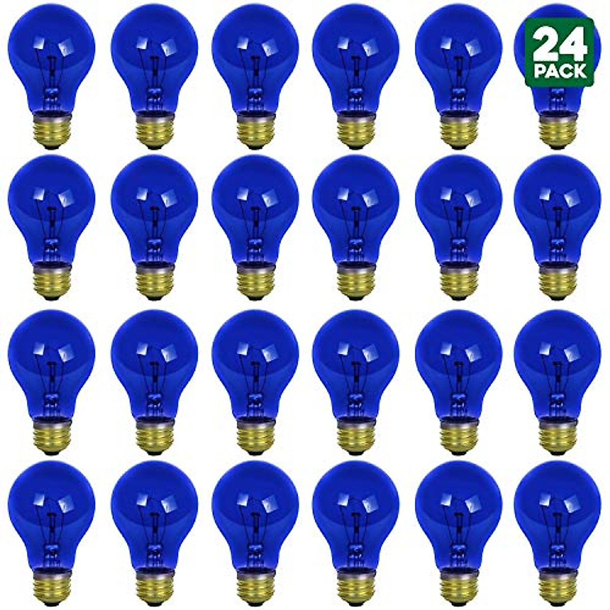 2 Pack of Sunlite 25 Watt A19 Colored, Medium Base, Transparent Blue