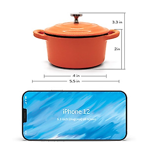 RJ Legend 8.5 oz. Mini Cocotte with Lid, Set of 3 Small Dutch Oven for Baking, Enameled Cast Iron Ramekin, 0.25 Quart, Orange/White/Yellow, 3 Piece