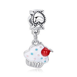 LaBenie Dangle Cupcake with White Frosting Charm Bead