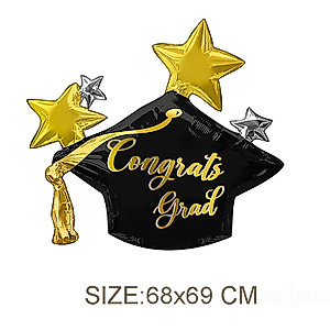 6Pcs Congrats Balloons for Graduation Decorations, Class of 2024 Congrats Grad Aluminum Foil Balloons for College High School Graduation Party 2024