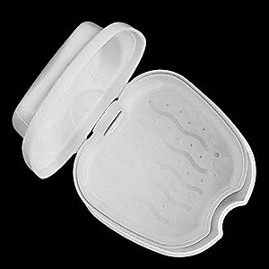 AJILOWSX Denture Bath Box Case Dental False Teeth Storage Box with Hanging Net Container