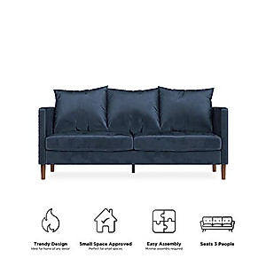 Novogratz Paige Modern Pillowback Sofa, Navy Blue Velvet