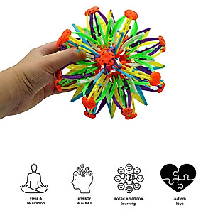 4E's Novelty Expandable Breathing Ball - Stress Reliever Fidget Toys Expands from 6 to 12" for Yoga, Anxiety, Relaxation - Expanding Sphere for Kids & Adult Gift Idea