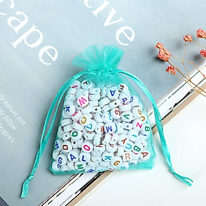 Naler 120 Pieces 2.7 x3.5 Inch Mini Sheer Drawstring Organza Bags Jewelry Sack Pouches Candy Jewelry Party Wedding Favor Gift Bags, Beige