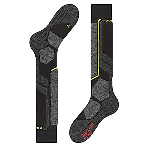FALKE Men's SB2 Ski Socks For Snowboarding, Merino Wool, Knee High, Mid Weight Cushion, Breathable Quick Dry, Black (Black-Mix 3010), 12.5-13.5, 1 Pair
