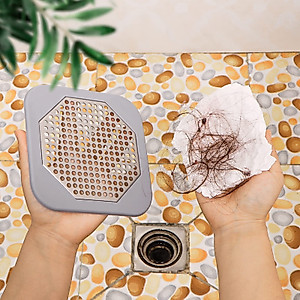 Shower Drain Hair Catcher 5.7-inch Square Drain Cover Protector Hair Stopper Trap Flat Strainer,Easy to Install,Suit for Bathroom Floor Drain,Stainless Steel and Silicone