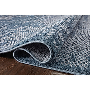 Loloi II Vance Collection VAN-01 Denim/Dove 2'-7" x 12'-0" Runner Rug