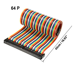 uxcell IDC Rainbow Wire Flat Ribbon Cable 64 Pins 43cm Length 2.54mm Pitch Type-B