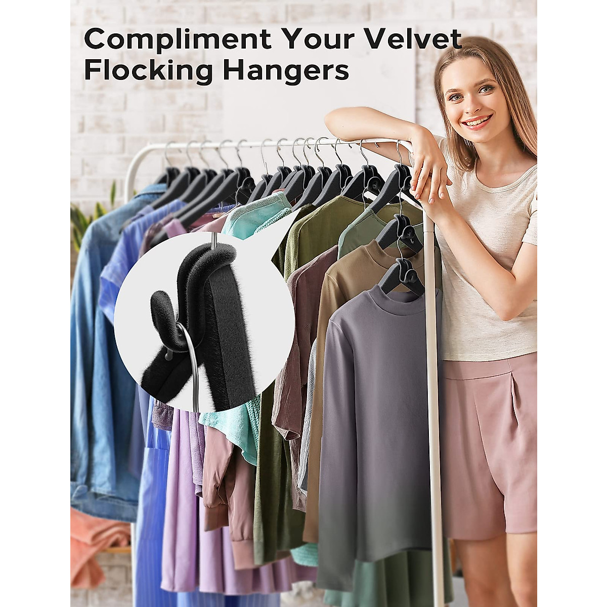 No-Slip Velvet Clothes Hanger Connector Hooks [for Velvet & Multiple Hangers] Space Saving Hanger Hooks Space Saver Hanger Extender Hooks Clothes Hanger Hooks for Clothes Closet Hanger Hooks, 40 PCS