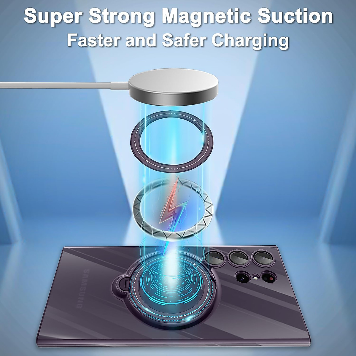 Tnarru Compatible with Samsung Galaxy S23 Ultra Case with Ring Holder [Compatible with Mag-Safe] [360° Rotatable Kickstand] Plating Protective Case for Galaxy S23 Ultra Purple