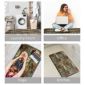 Rustic Moose Deer Kitchen Rugs and Mats Washable Memory Foam Cabin Non Skid Kitchen Mats Under Sink Farmhouose Kitchen Comfort Floor Mats Kitchen Decor for Bathroom Carpet 39" X 20"