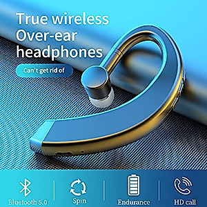 Saycker Bluetooth 5.0 Ear Hook Wireless Headphone, Bluetooth Earpiece, Ear Plug Headset with Microphone, Single Ear Noise Cancelling Earphones Painless Wearing, for Outdoor(Black)