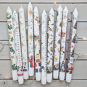 Alison Gardiner Famous Illustrator Advent Candle - Santa’s Sleigh Advent Countdown Candle with Reindeer & Stars - Unscented Wax Christmas Candle with 12 Hour Burn Time - Made in England