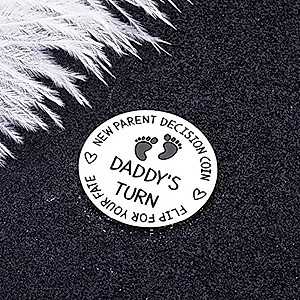 Funny New Mummy Daddy Decision Coin Gifts for Parent First Time Mom to Be Pregnancy New for Women Men Christmas Birthday Mothers Fathers Day Mom Dad Present Double Sided