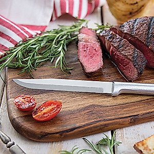 Rada Cutlery 4-Piece Utility Knife Set Stainless Steel Steak Knives with Brushed Aluminum Made in USA, 8-5/8 Inches, Silver Handle