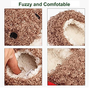 Nixlepus Women's Reindeer Slippers Bedroom House Animal Slipper Cozy Furry Christmas Red Nose Reindeer Rudolph Winter (Size EU 39/US 9/UK 7)