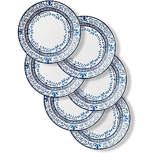 Corelle Vitrelle 6 PIECE Dinner Plates Set, Triple Layer Glass and Chip Resistant, Lightweight Round Plates, Portofino
