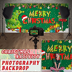 Ganeen Red Green Christmas Outdoor Garage Door Banner Cover 6x13ft Large Merry Christmas Backdrop Decoration Winter Holiday Background Sign for Xmas Garage Door Wall