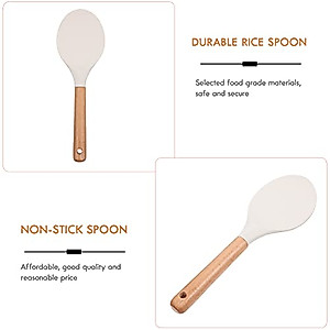 HEMOTON Silicone Rice Paddle Rice Spoon Nonstick Heat- resistant Rice Scooper Rice Spatula Cooking Utensil for Sushi Rice Mashed Potato White