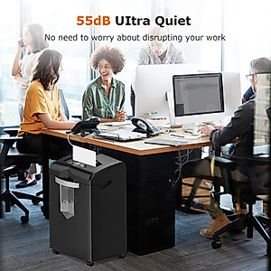 Bonsaii Heavy Duty Paper Shredder - 20 Sheets, 40 Min Continuous Shred, P-4 Security, Crosscut, Anti-Jam, CD/Credit Card/Staple Safe, 7 Gal Bin, Commercial Use C144-D