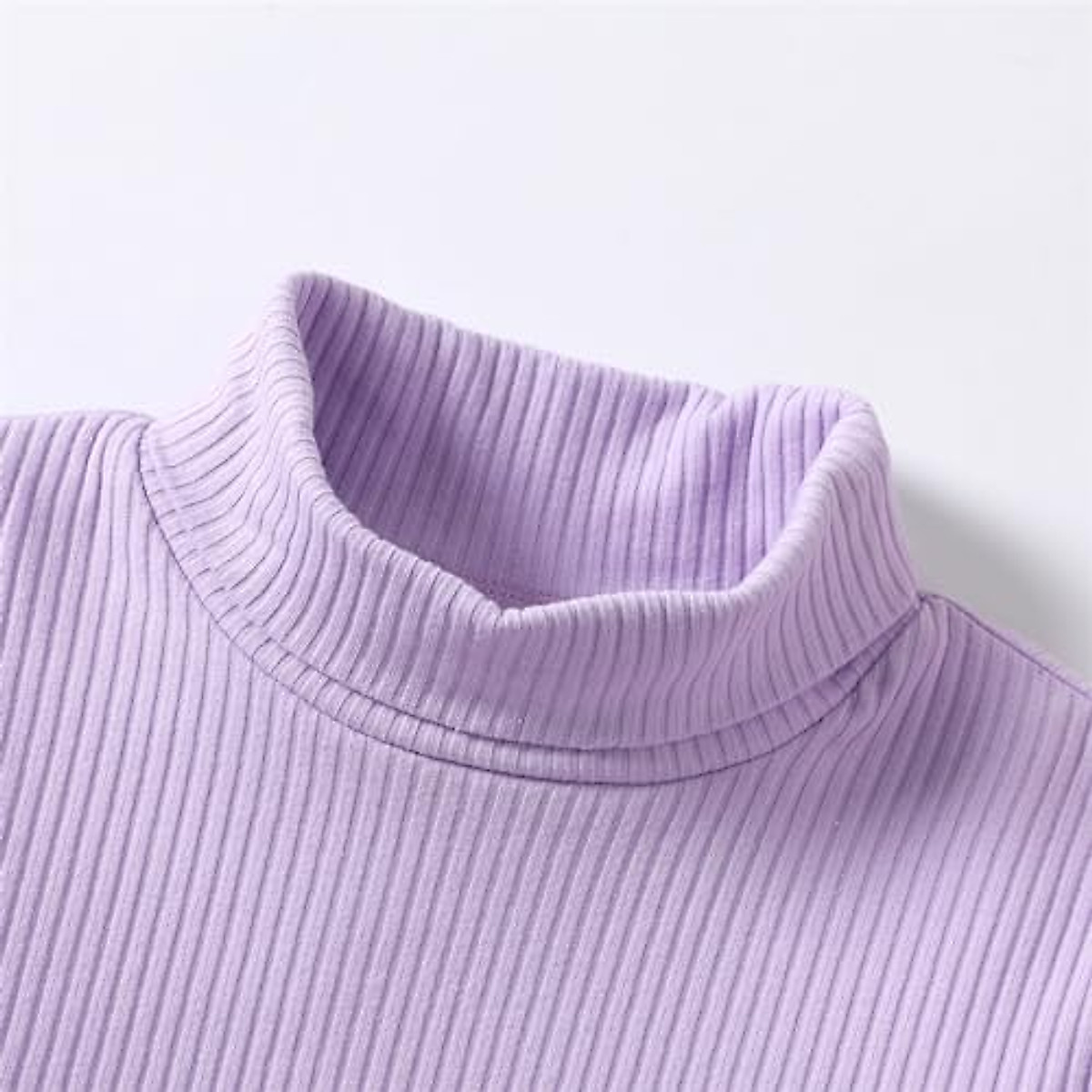 PATPAT Girl's 2 Pieces Plaid Dress Set Outfits Casual High Neck Long Sleeve Crop Top and Preppy Camisole A-Lined Dresses Sets Purple 8-9 Years