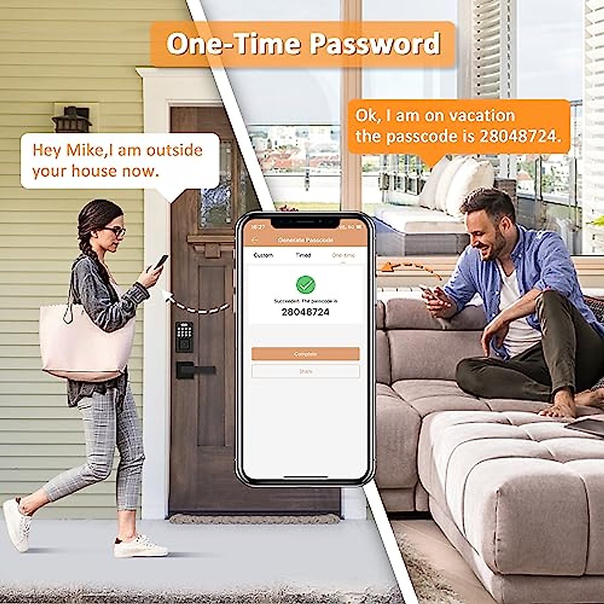 Tinewa Keyless Entry Door Lock with 2 Lever Handles, Fingerprint Entry Door Handleset, Electronic Digital Keypad Deadbolt with App, Auto Lock & One Touch Locking, Front Smart Door Handle Sets, Black