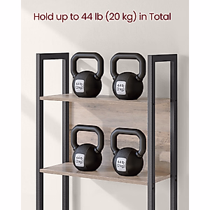 VASAGLE 5-Tier Bookshelf, Book Shelf, Industrial Bookcase, with Steel Frame, for Living Room, Home Office, Bedroom, 9.4 x 24.4 x 65 Inches, Greige and Black ULLS025B02