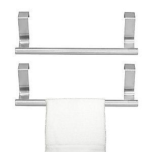 2PCS Metal Towel Bar Kitchen Cabinet Towel Rack Hang on Inside or Outside of Doors Kitchen Cabinet Towel Holder for Hand Towels Dish Towels Tea Towels(23cm)