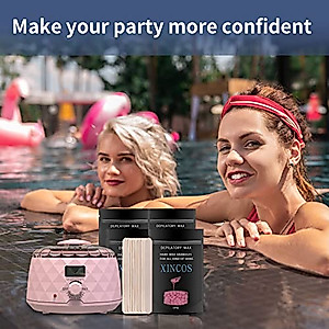 Wax Warmer Kit for Women Men, Hair Removal Waxing Kit with 4 Hard Wax Beans, Lacut Wax Pot for Bikini Brazilian Body Legs Eyebrows Armpits, Newest Diamond Appearance Wax Machine for Sensitive Skin (Pink)