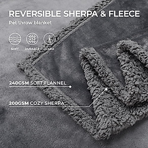 Waterproof Pet Blanket, Liquid Pee Proof Dog Blanket for Sofa Bed Couch, Reversible Sherpa Fleece Furniture Protector Cover for Small Medium Large Dogs Cats, Dark Gray Small（40" x 28"）