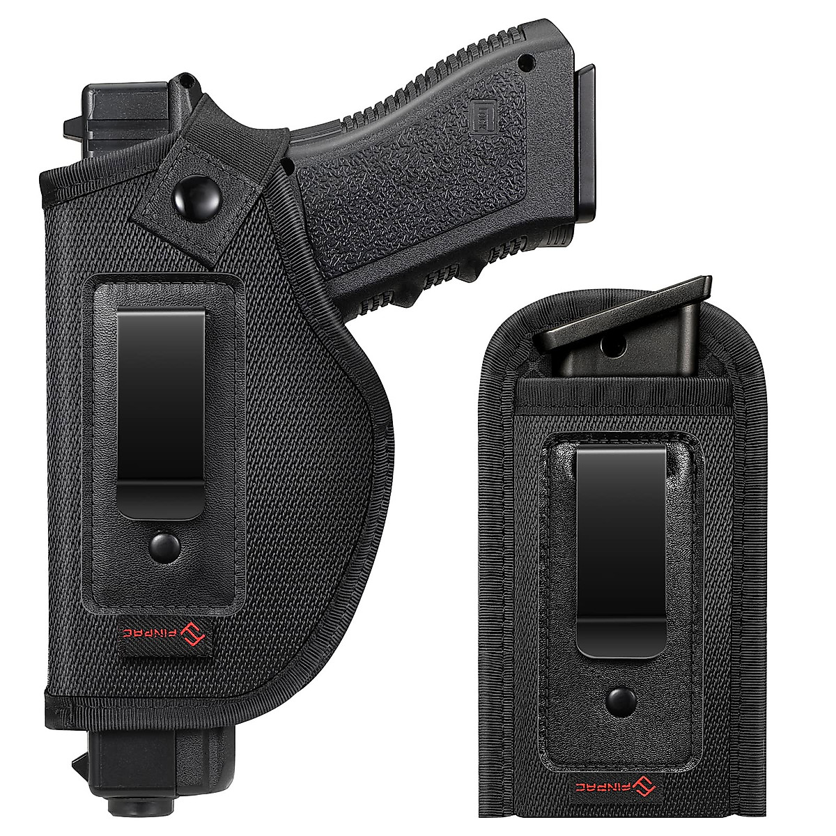 Concealed Carry Gun Holster, FINPAC IWB 9mm Airsoft Holsters, Belt Attachment Pistol Mag, Fits for Glock 17,19,26,27,42,43 M&P Shield Handguns