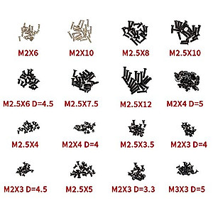 OPYTR Screw Anchors 320PC Laptop Computer Notebook Screws Kit Assemble Fastening Flat Head Black Repair Tool Use Anchors