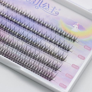 LASGOOS DIY Eyelash Extensions Fish Tail Eyelashes Natural Home Grafted False Fake Individual Eyelashes Cluster Lashes Flower Fairy Eye Makeup 8/9/10/11/12mm 200pcs in Bulk Pack Wholesale Salon Lashes