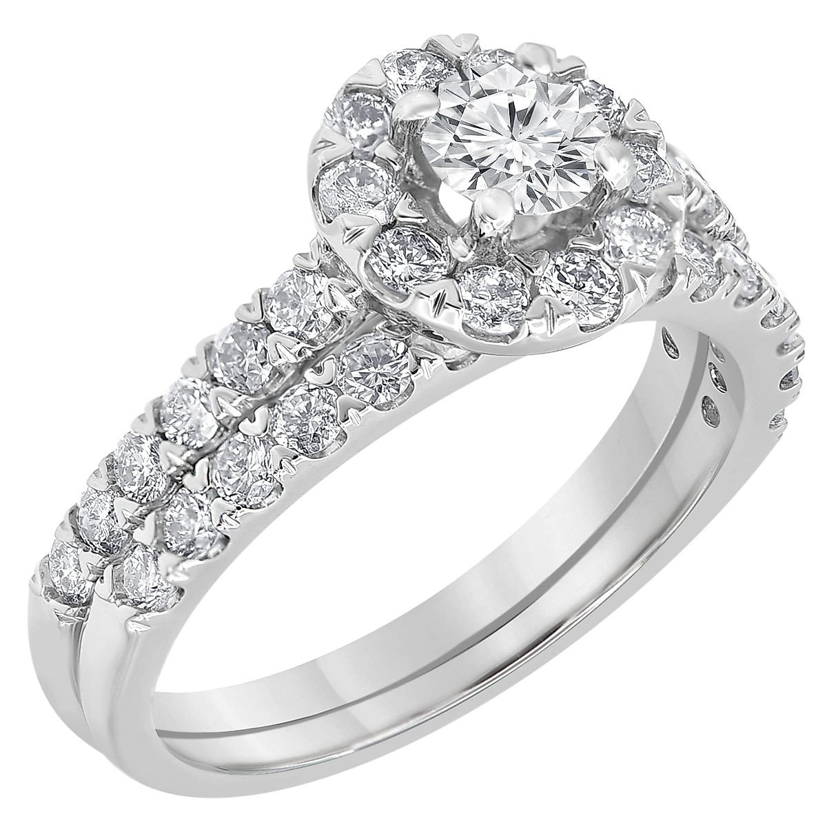 Beyond Brilliance 1.50 Carat Diamond, Prong Set 14K White Gold Round Cut Lab-Grown Diamond Bridal Ring Set (J, VS-SI2) Fine Jewelry for Women| Gift Box Included (SIZE-7)