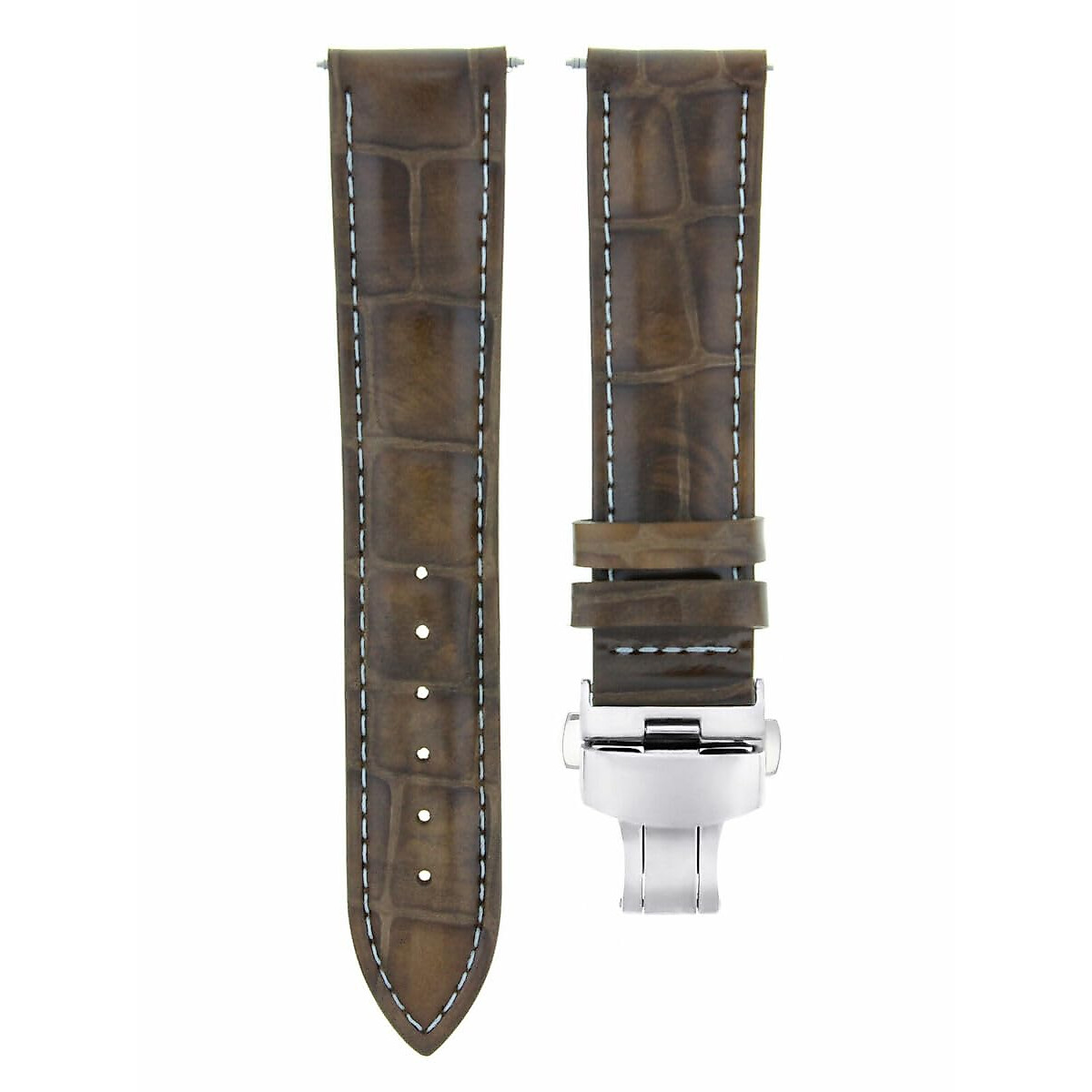 Ewatchparts 19MM LEATHER WATCH BAND FOR IWC TOP GUN PILOT PORTUGUES DEPLOY CLASP LIGHT BROWN