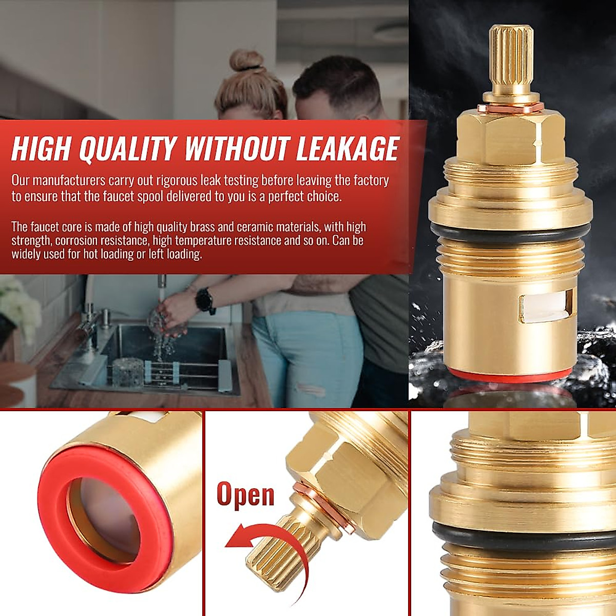 Replacement Ceramic Cartridge Fit for Grohe 45888000, Bathroom Sink Faucet Cartridge Replacement Parts 3/4-Inch Use for Wall Mount Valves and Roman Tubs (45888000 Hot)