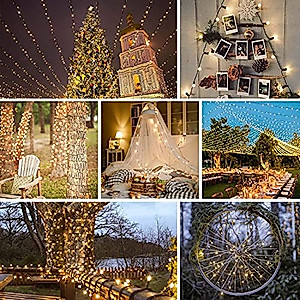 Super-Long 165FT 500 LED Christmas String Lights Outdoor Indoor Green Wire, Memory Function Timer and 8 Modes, Waterproof Fairy String Lights for Xmas Tree Holiday Party Garden Decoration (Warm White)