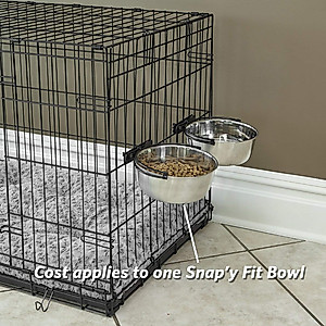 MidWest Homes for Pets Snap'y Fit Stainless Steel Food Bowl / Pet Bowl, 1 qt. for Dogs & Cats, Silver