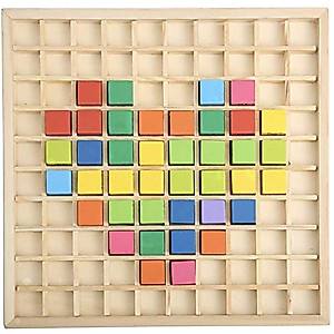 Umbresen Wooden Multiplication Board Game, 100 Cubes Blocks Montessori 10x10 Times Table Tray with Answers Preschool Learning Toys Gift for Children Kids (Multiplication Board)