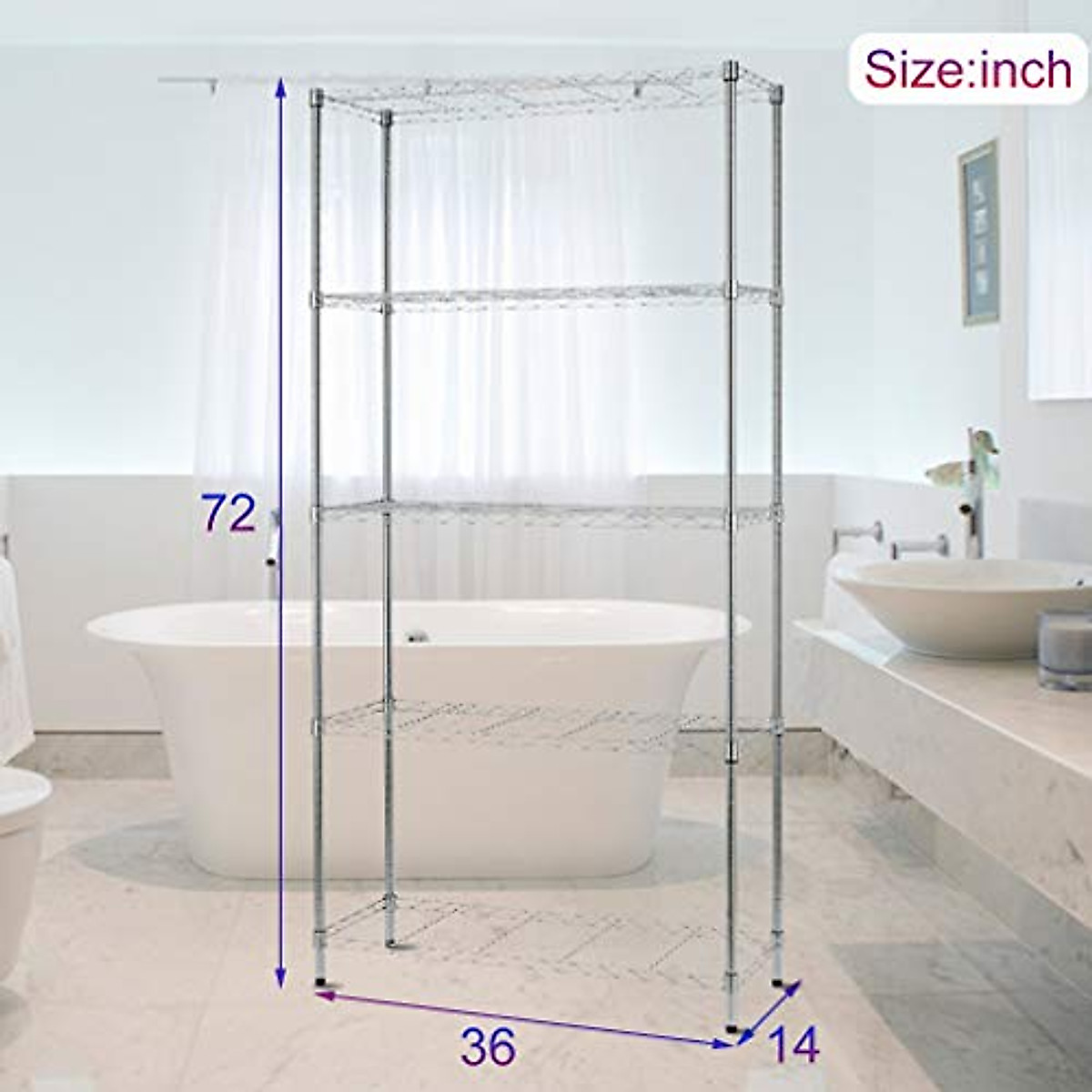 Storage Shelves Metal Wire Shelving Unit, 5-Tier NSF Heavy Duty Height Adjustable Utility Steel Garage Shelving with Leveling Feet, 36" L X 14" W X 72" H Commercial Grade Organizer Shelf Rack, Chrome