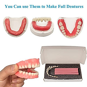 Denture Material Kit for Repair Missing Teeth or DIY Full Denture Fake Teeth (Gum Material and Resin Teeth)