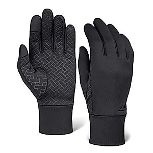 Tough Outdoors Running Gloves with Touch Screen - Black Winter Glove Liners for Texting, Cycling, Driving for Men & Women - Thin, Lightweight & Warm Cold Weather Thermal Sports Gloves