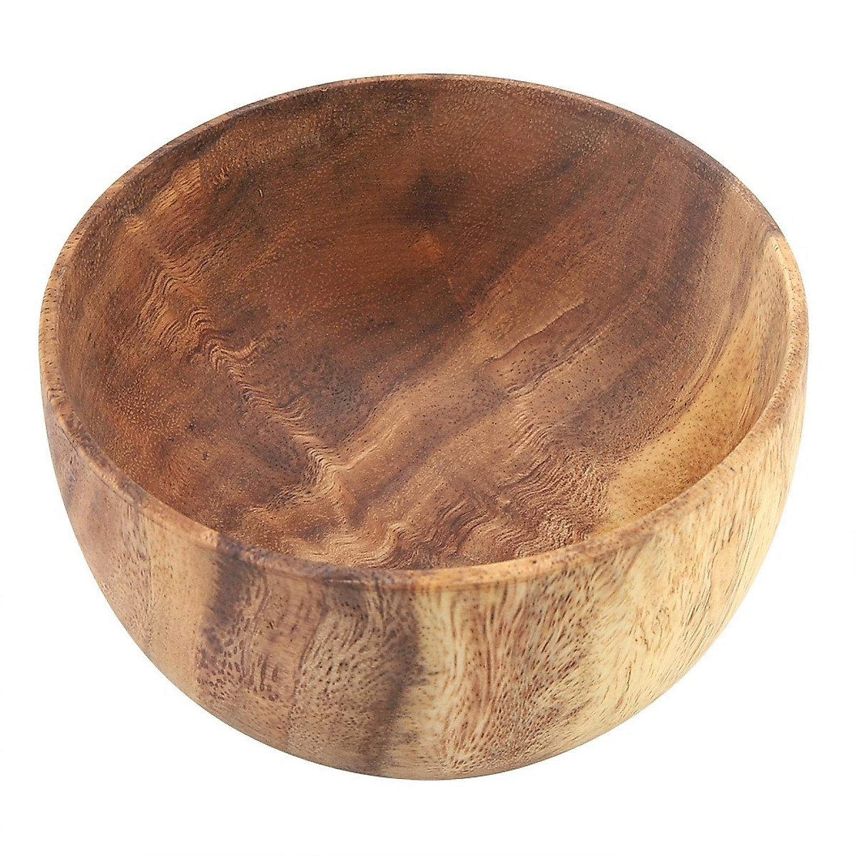 Bowl,Solid Acacia Wooden Bowl Wooden Hand-Carved Round Bowl Kitchen Tools For Salad Soup Rice Cereal Fruit Dips Sauce Nuts Appetizers Desserts(13 * 7cm)