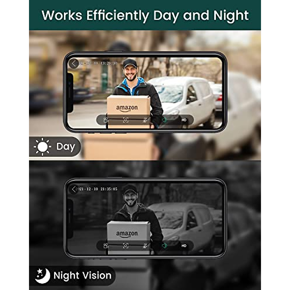 Wireless Video Doorbell Camera with Wireless Chime, Euki Door Bell Ringer Wireless with Camera, 2K HD New Version, Human Detection, Night Vision, 2-Way Audio, IP65, Rechargeable Battery, iOS & Android