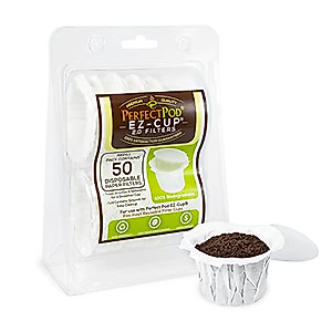 Perfect Pod EZ-Cup Paper Coffee Filters with Patented Lid for Single-Serve Coffee Brewers and Coffee Pods, Compatible with Keurig, 8-Pack (400 Filters)