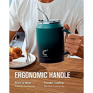 Coolplus 50 oz Mug Tumbler with Handle and Straw, Large Stainless Steel Travel Insulated Water Cup with 2-in-1 Lid, Double Wall Metal Keep Cold 36 hrs, Sweet Proof BPA-Free, Indigo Crush